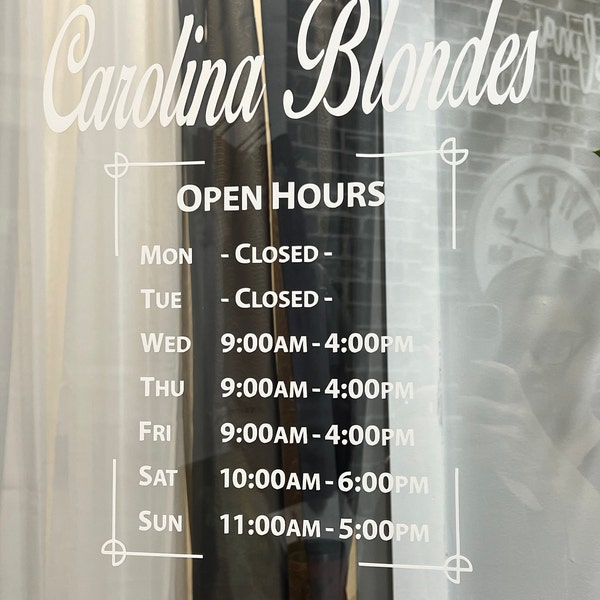 Business Open Hour Sign Ver.17 Oracal 651 Vinyl Decal for Office Shop ...