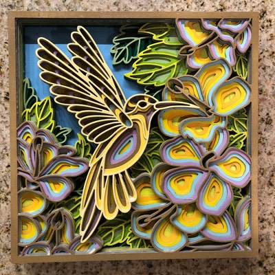 Hummingbird Colibri 3D Mandala Svg Files, Multilayer Panel for Laser ...