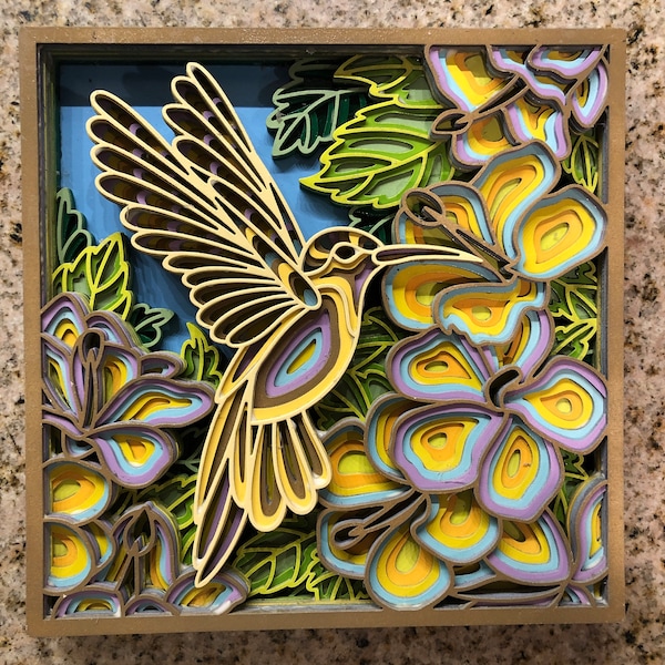 Hummingbird Colibri 3D Mandala Svg Files, Multilayer Panel for Laser ...