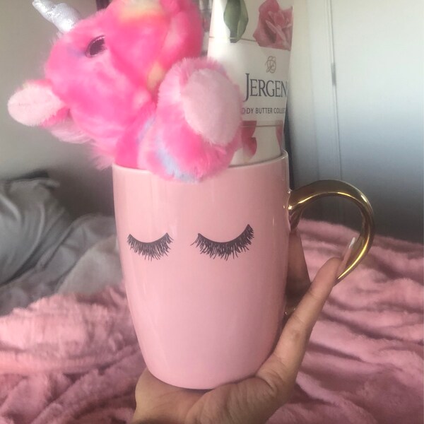 Eyelash Mug Pink and Gold Eyelashes Coffee Mug Makeup and Lashes Mug ...