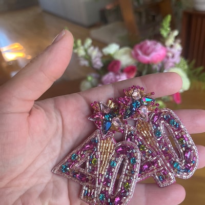 50th Birthday Beaded Earrings, Milestone Birthday, 50 Earrings, 50th ...