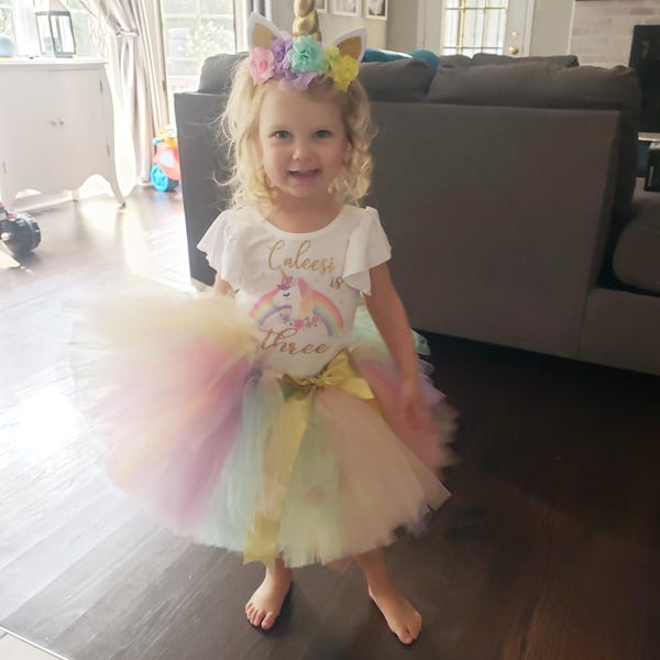 Unicorn Birthday Outfit, Unicorn Headband, Unicorn Rainbow Tutu Set ...