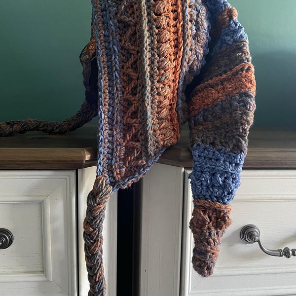 Crochet Pixie Hood Pattern - Fable Pixie Hood Crochet Pattern With Star, Moon, and Leaf Tassels ...