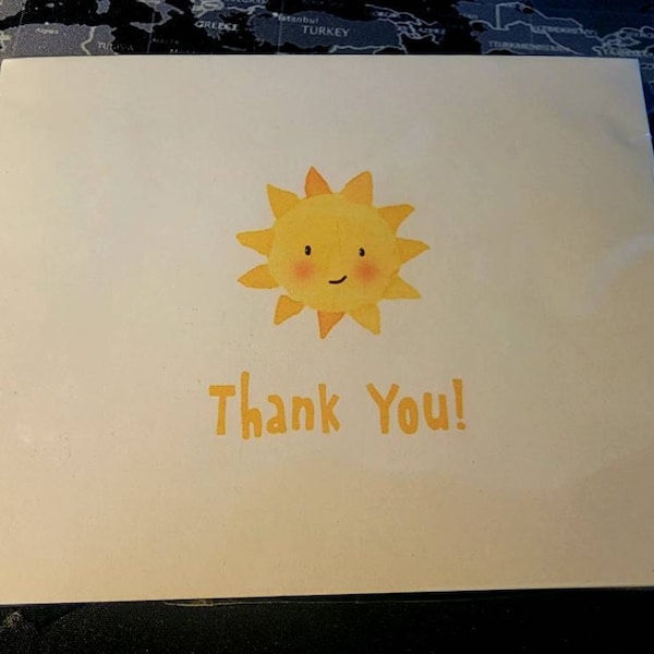 Sunshine Sun Thank You Personalized Cards • Folded Flat Card Stationery ...