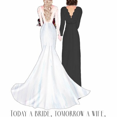 Mother of the Bride Illustration, Wedding Parent Print, Customized ...