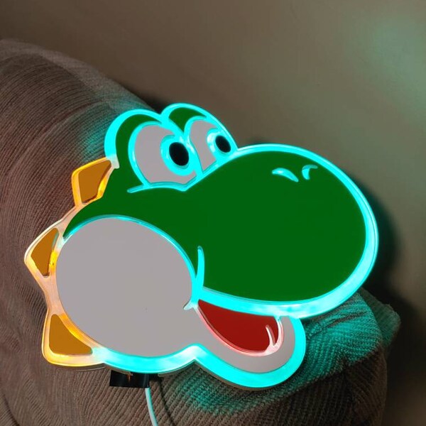 Yoshi Sign , Neon Like , Yoshi Light Art , Wall Decor, Yoshi Colored ...