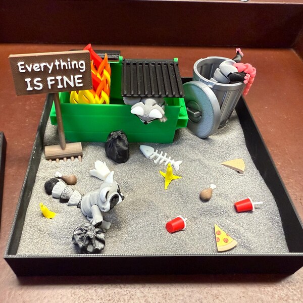 Dumpster Fire Zen Garden, Mini Desk Decor, Sensory Calming Sand Garden ...