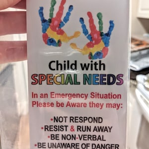 Special Needs Child Sticker Car Truck Window Vehicle Emergency Safety ...