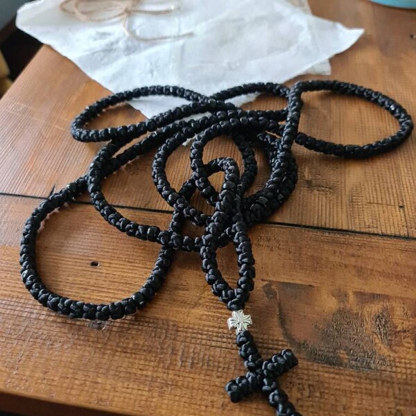 Handmade Black Rattail Prayer Rope: Orthodox Komboskini With Beads - Etsy