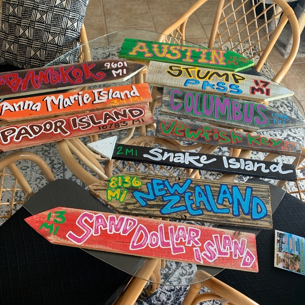 Set of 10 Directional Signs . Beach Signs . Tiki Signs . Custom ...