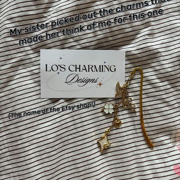 Custom Charm Bookmark: Gold Bookmark Book Lover Gift Gold Hook Bookmark ...