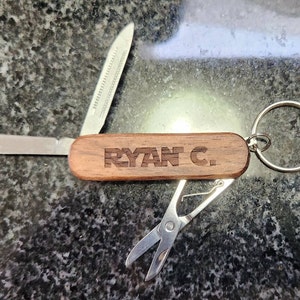 Personalized Engraved Small Wood Pocketknife Keychain, Multi-tool - Etsy