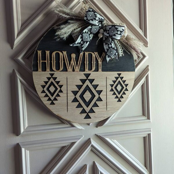 Western Front Door Decor | Western Wreath | Aztec | Steer | Western ...