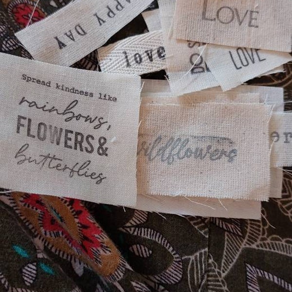 Suprise Random Mix Fabric Word and Motif Snippets for Mindful Stitching ...