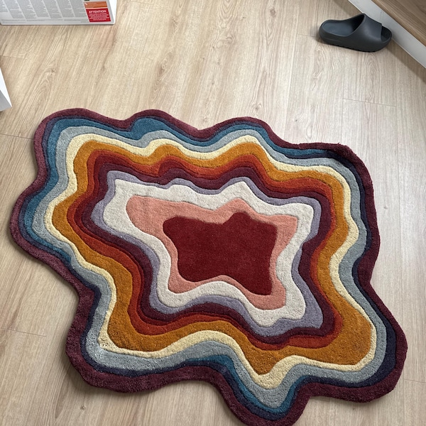 Groovy Wave Hand-tufted Wool Rug | Mid-century Modern Abstract Area Rug ...