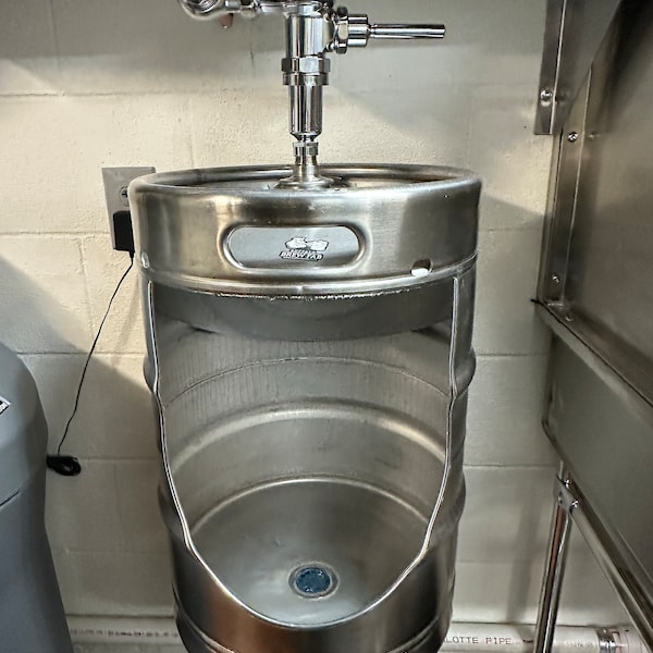 Beer Keg Urinal – Wall Mounted Stainless Steel or Powder Coated Urinal ...