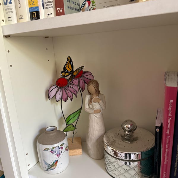 Rose Flower Stained Glass Suncatcher Floral Stain Glass Window Hanging ...