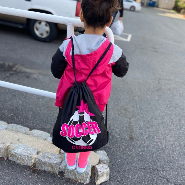 Girls Soccer Backpack | Soccer Drawstring Bag | Soccer Cinch Bag ...