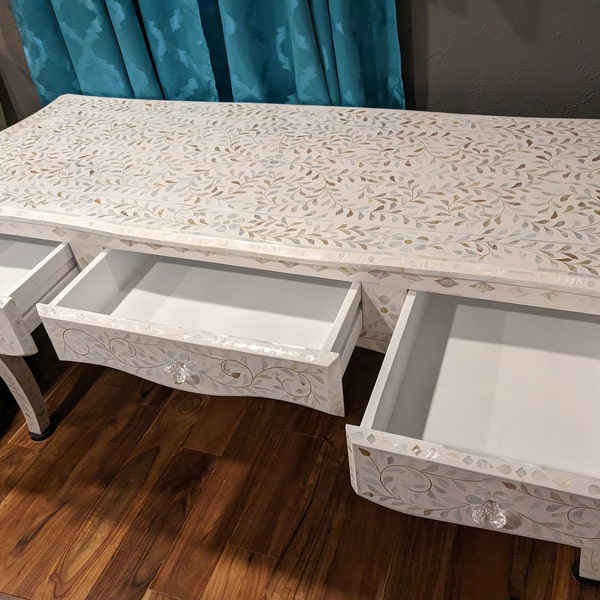 Handmade Furniture, Mother of Pearl Inlay Desk, Mother of Pearl Inlay ...
