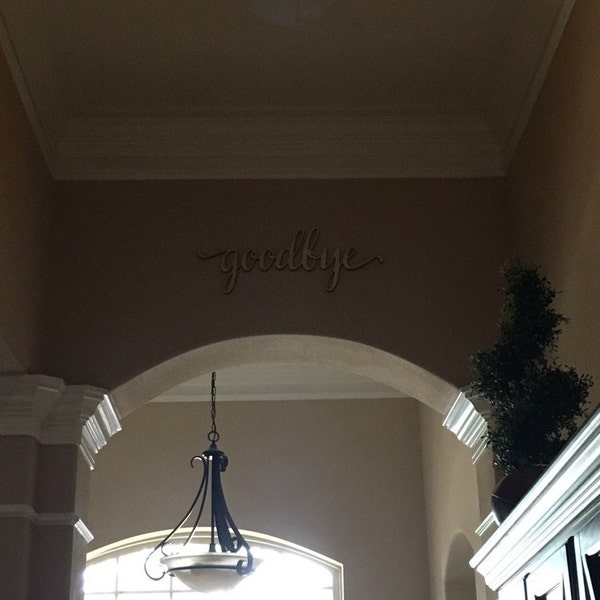 Script Goodbye Wood Sign - Wood Sign Art, Wooden Goodbye, Wood Goodbye ...