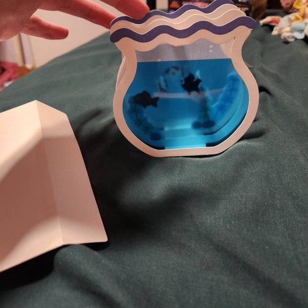 C03-3D Fish Tank Greeting Card With Playful Swirling Fish - Handcrafted ...