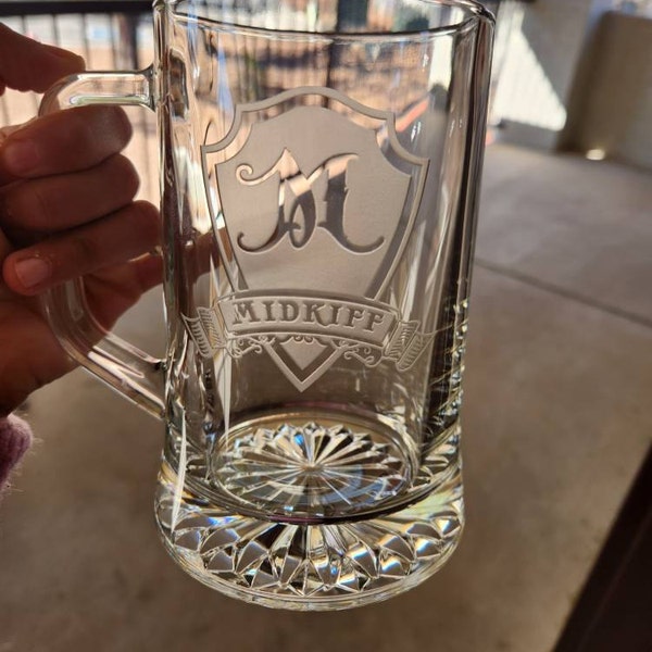 Custom Beer Mug / Monogram Beer Mug / Custom Beer Glasses / Etched Beer ...