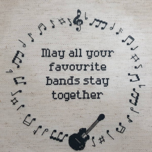 Music Notes Cross Stitch Border Pattern PDF. Small Guitar Crossstitch ...