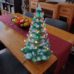 Wood Ceramic Christmas Tree Base With Light - Etsy