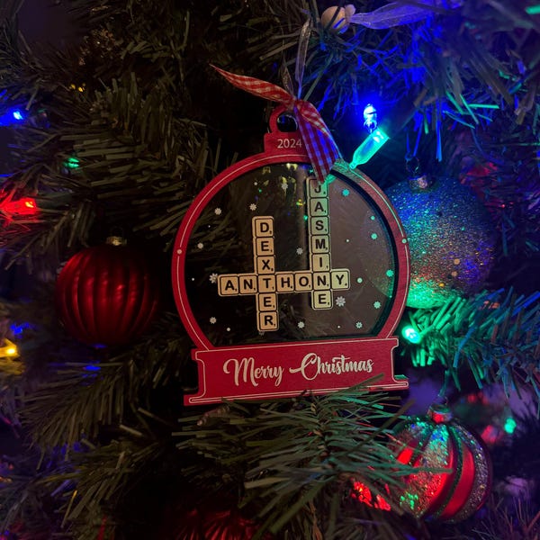 Family Crossword Christmas Ornament, Scrabble Personalized Christmas ...