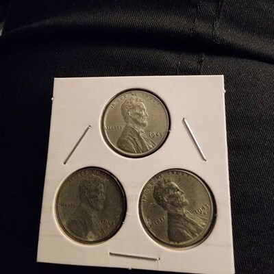 Complete Set 1943 World War 2 Steel Wheat Pennies / All 3 Mints P,D,S ...