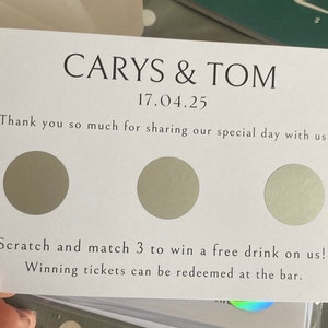 Wedding Scratch Card, Custom Scratch Card, Wedding Favours, Drink Token ...