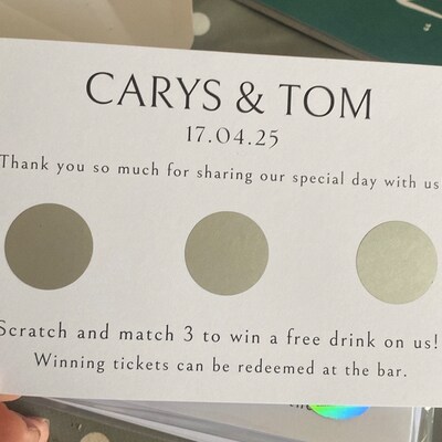 Wedding Scratch Card, Custom Scratch Card, Wedding Favours, Drink Token ...
