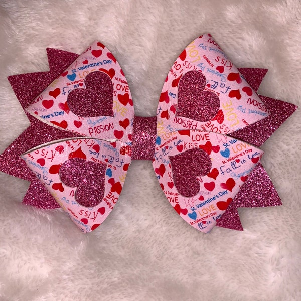 Valentine Bow SVG, Love Heart Hair Bow Template, Pinwheel Bow, Svg ...