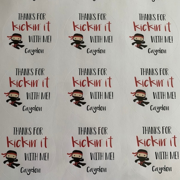 Red Ninja Stickers, Ninja Birthday, Ninja Theme, Birthday, Thanks for ...