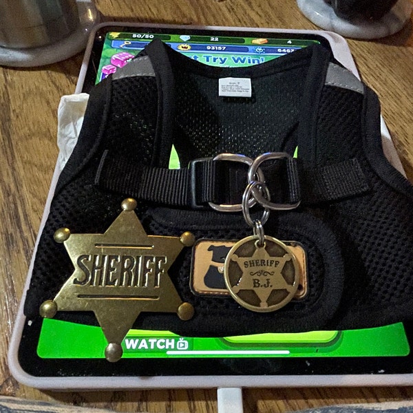 Personalized Dog ID Tag - Sheriff Badge - Star - Brass - Handmade - Dog ...