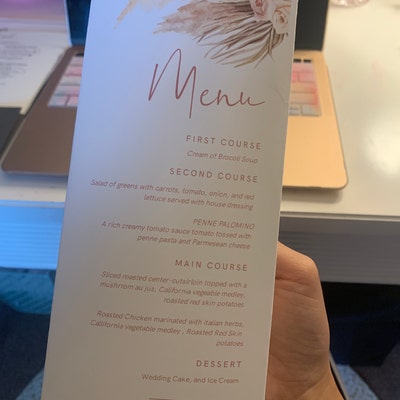 Pampas Menu Template, Pampas Grass, Boho, Bohemian, Printable Wedding ...