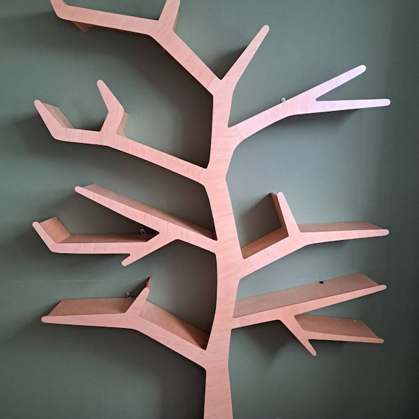 Tree Design Shelves for Books, Bookshelf Wall Art, Wooden Tree Shaped ...