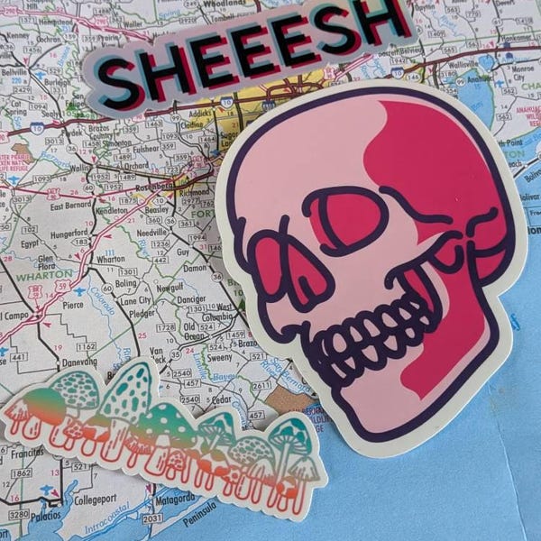 Pink Skull Sticker, Skull Sticker, Skull, Skeleton Sticker, Sticker ...