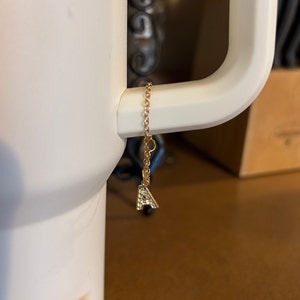 Personalized Tumbler Cup Charm L Initial Tumbler Cup Gold Rhinestone ...