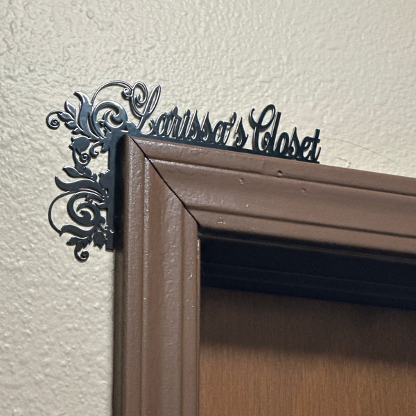 Custom Text Door Corner Sign Floral, Metal Door Corner Decor ...