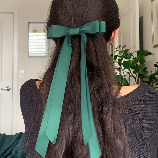 Christmas Bow, Satin Big Bow, Long Bow Hair Clip, Bow for Women, Bow ...
