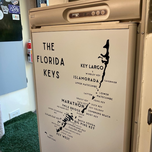 Florida Keys Map Print: Black and White Silhouette Wall Art - Etsy