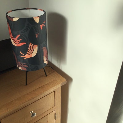 Happy Birds Tripod Table Lamp. Cotton Lampshade With a Fixed - Etsy