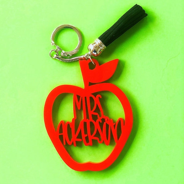 Teacher Apple Key Chain SVG Cut File - Etsy