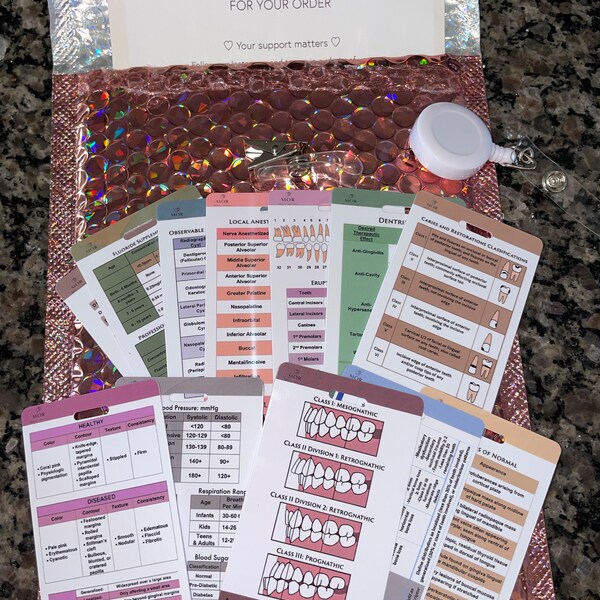 DELUXE Dental Hygiene Reference Card EXPANDED Pack, Dental Hygienist ...