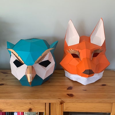 Fox Mask Paper Craft, Digital Template, Origami, PDF Download DIY, Low ...