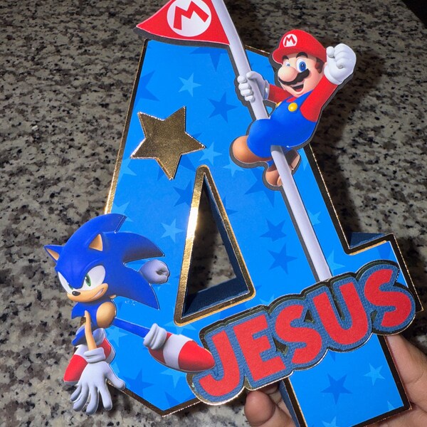 Sonic and Mario Cake Topper - Sonic Mario Cake Decor - Etsy