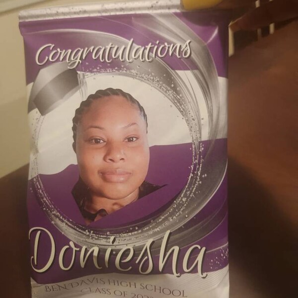 Purple Graduation Decorations Bundle, Chip Bag Template, Candy & Water ...