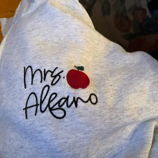 Embroidered Teacher Sweatshirt, Personalized Teacher Gift, Customized ...