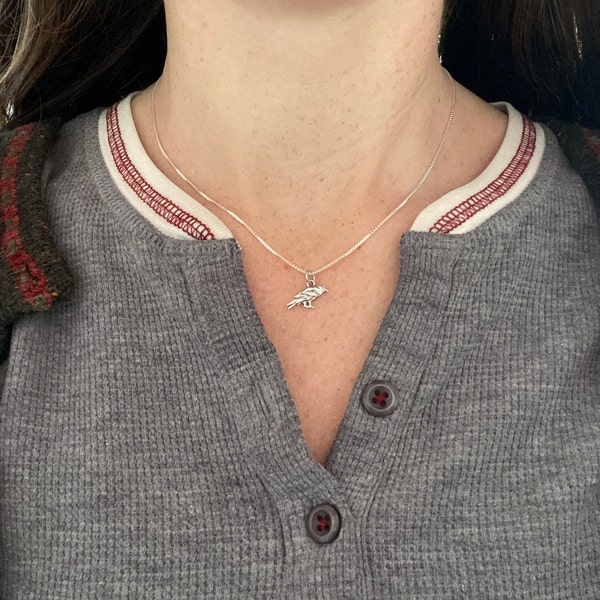 Tiny Raven Sterling Silver Necklace. Raven Jewelry, Dainty Raven ...